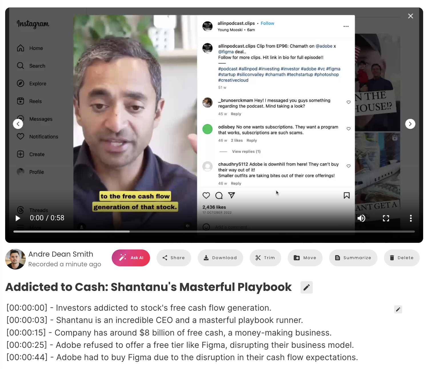 Instagram Transcript Generator - ScreenApp